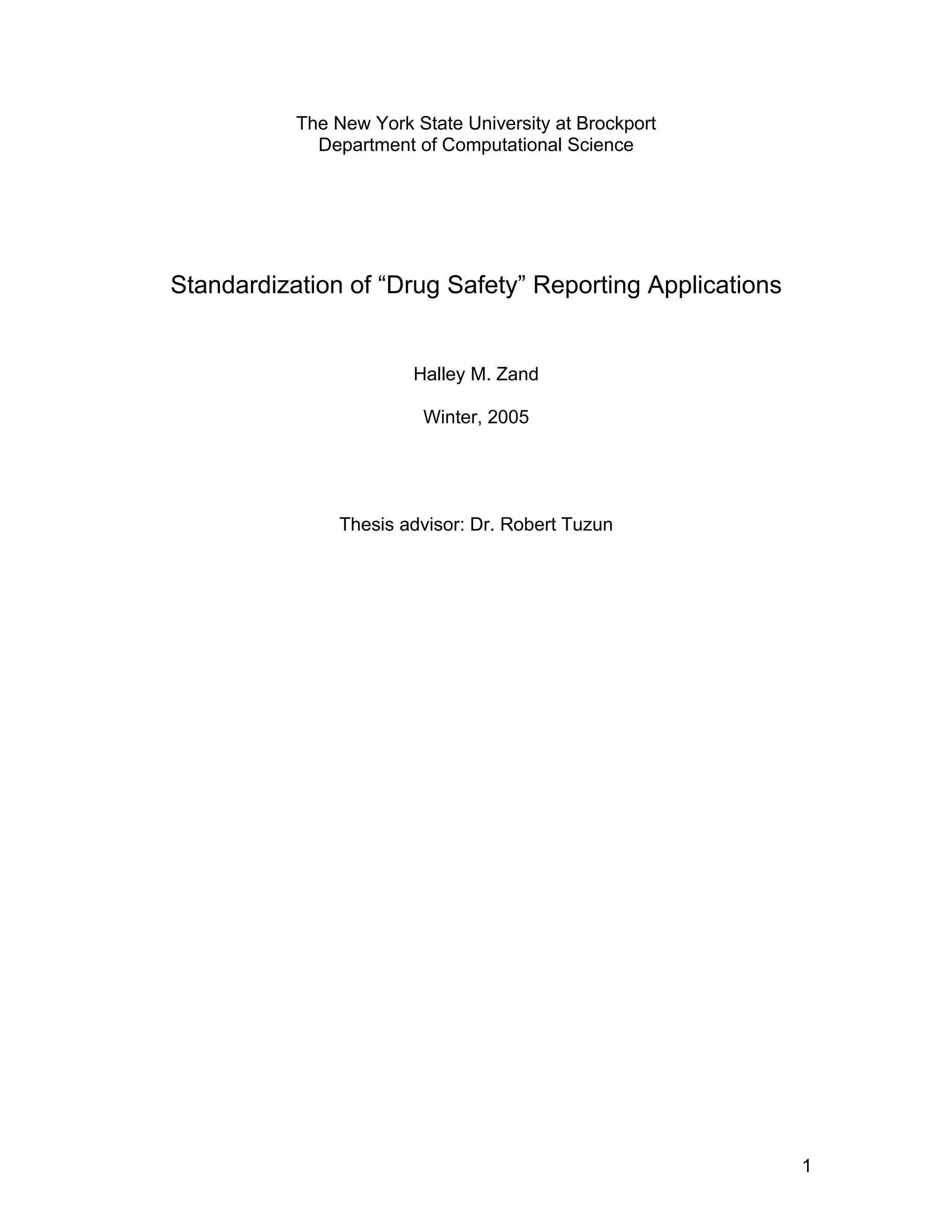 Standardization of “Drug Safety” Reporting Applications-doc file | DOC