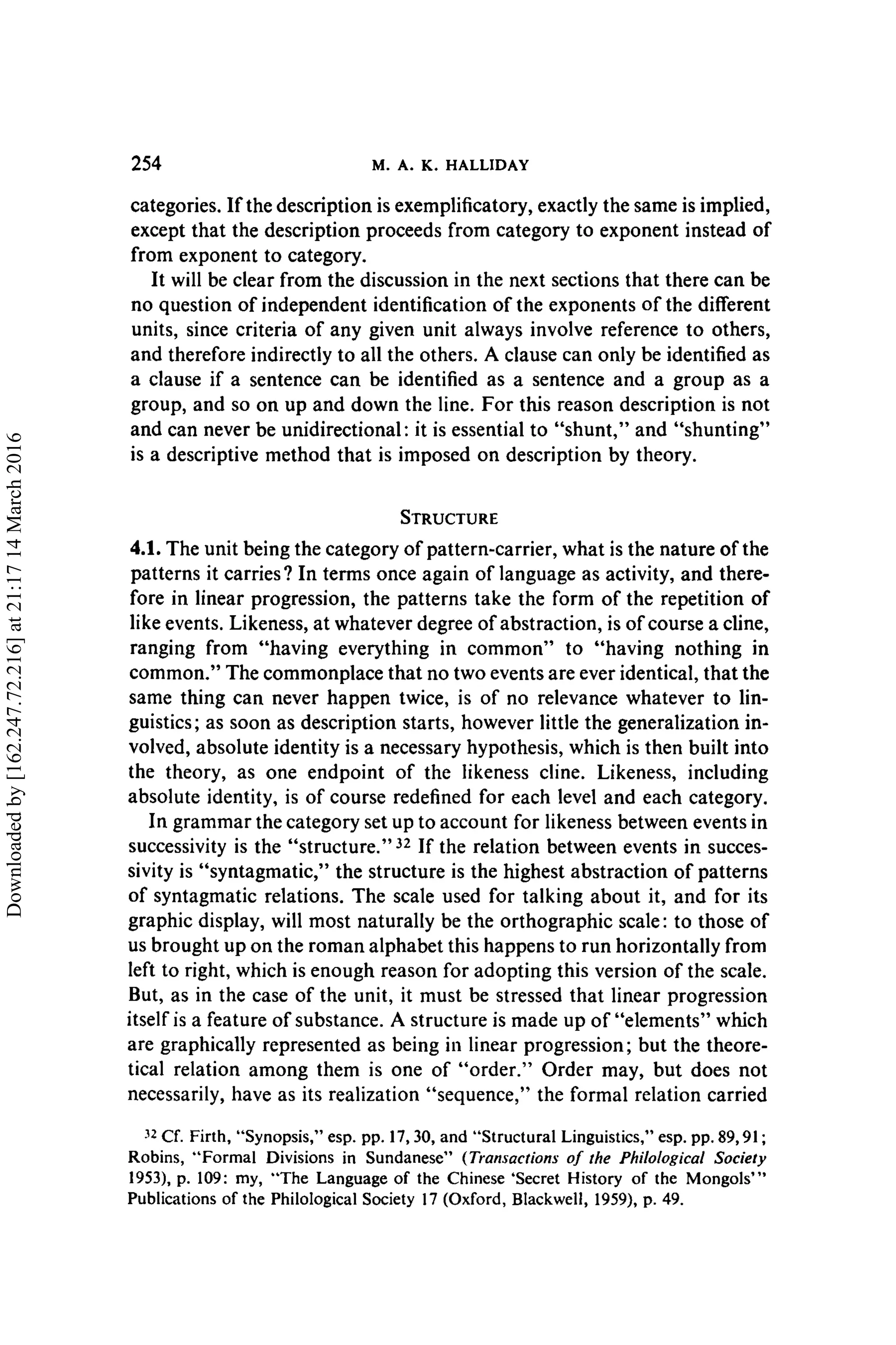 Categories of the Theory of Grammar (Halliday, 1961) | PDF