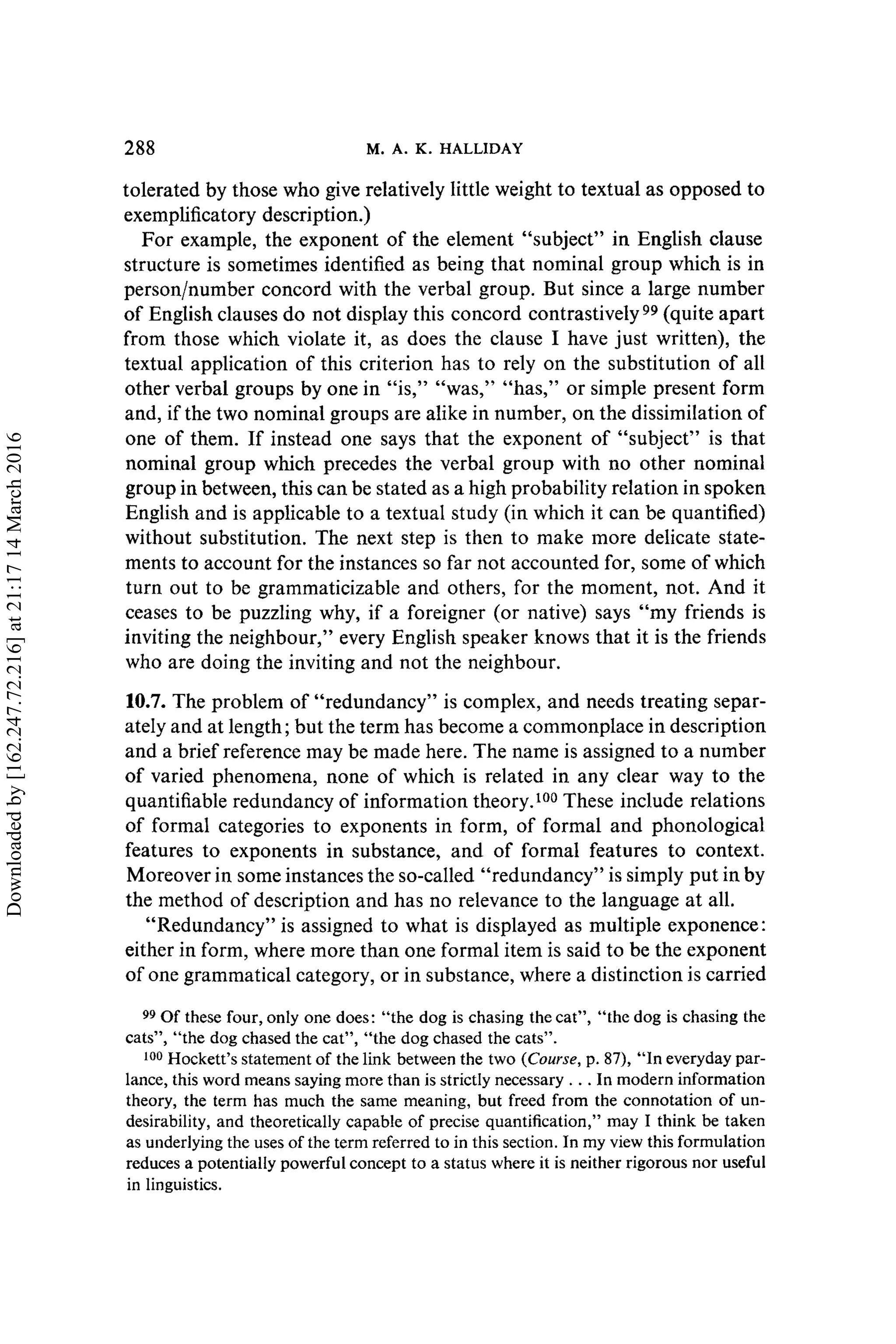 Categories of the Theory of Grammar (Halliday, 1961) | PDF