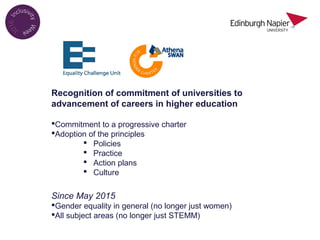 Equality and Athena SWAN: The Edinburgh Napier University experience | PPT