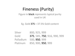 Hallmarks and Symbols for Precious Metals | PPTX