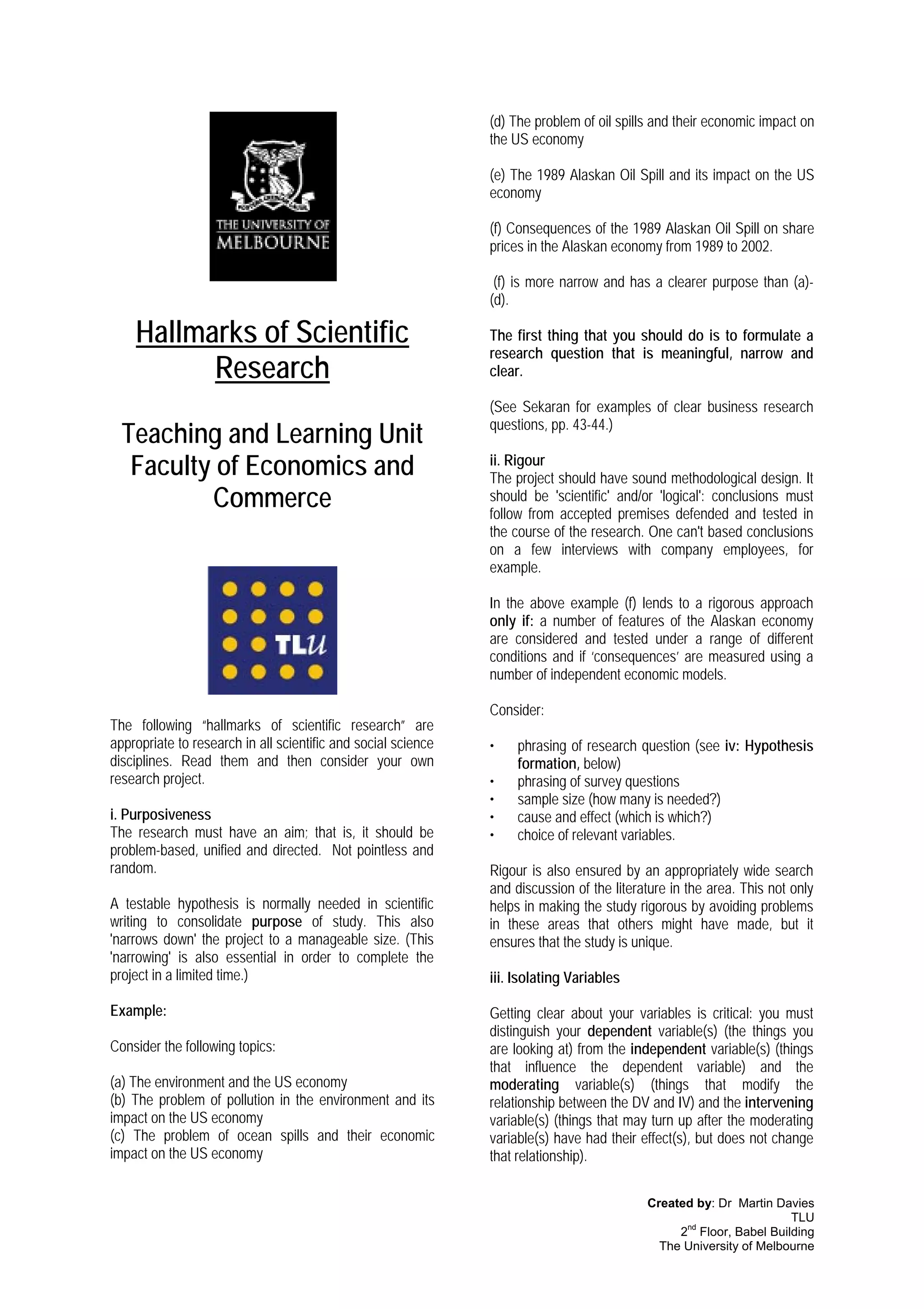 Hallmarks of research | PDF