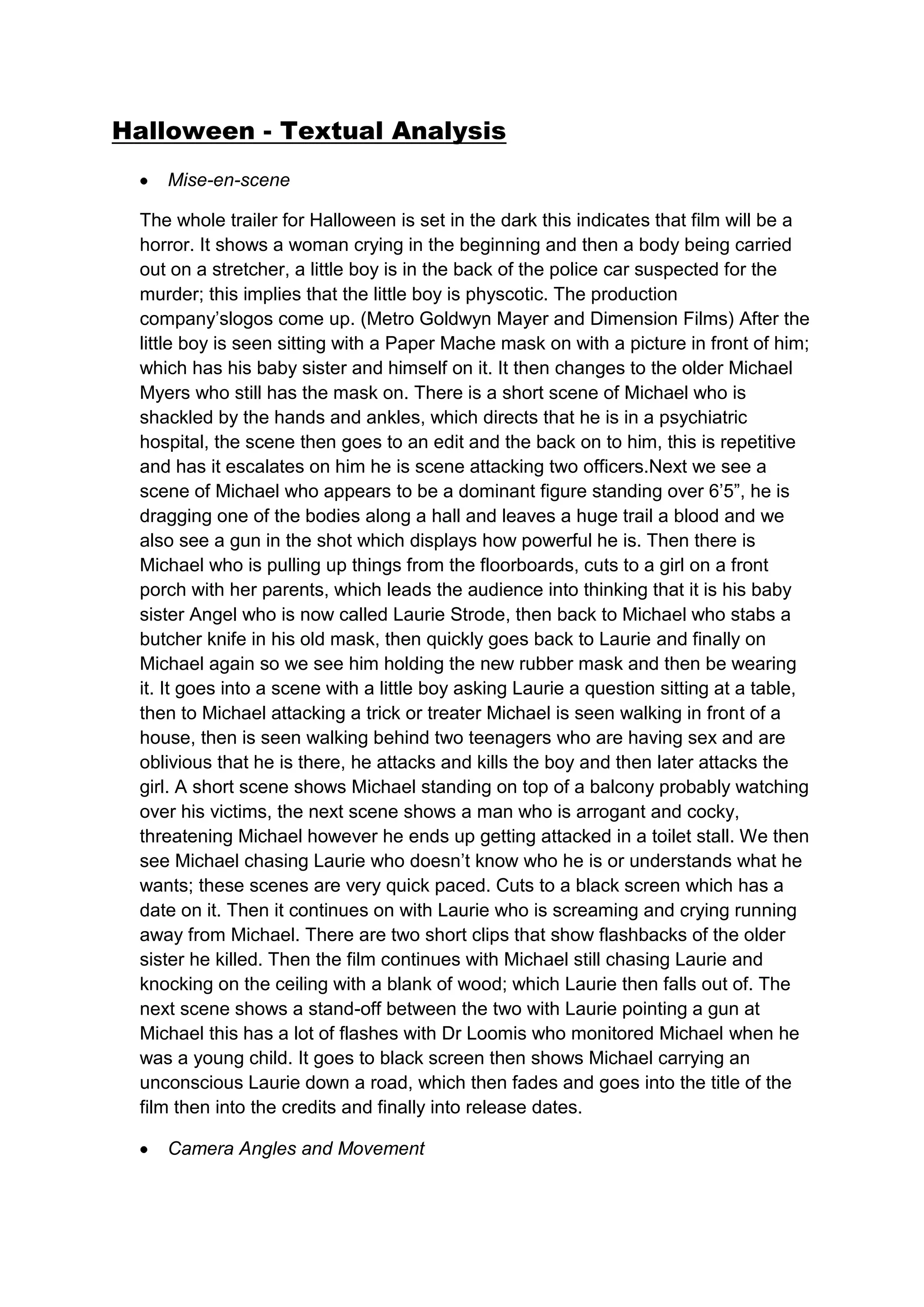 Halloween - Textual Analysis (Full Version) | PDF