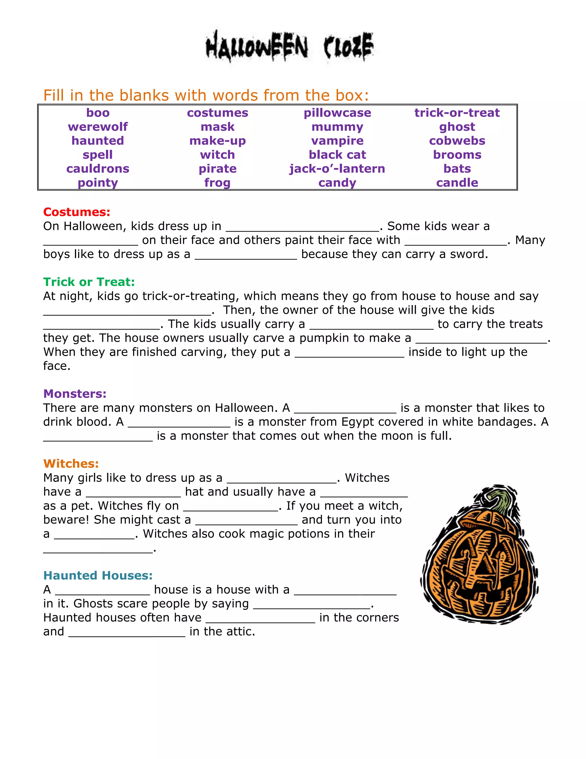 Halloween cloze | PDF