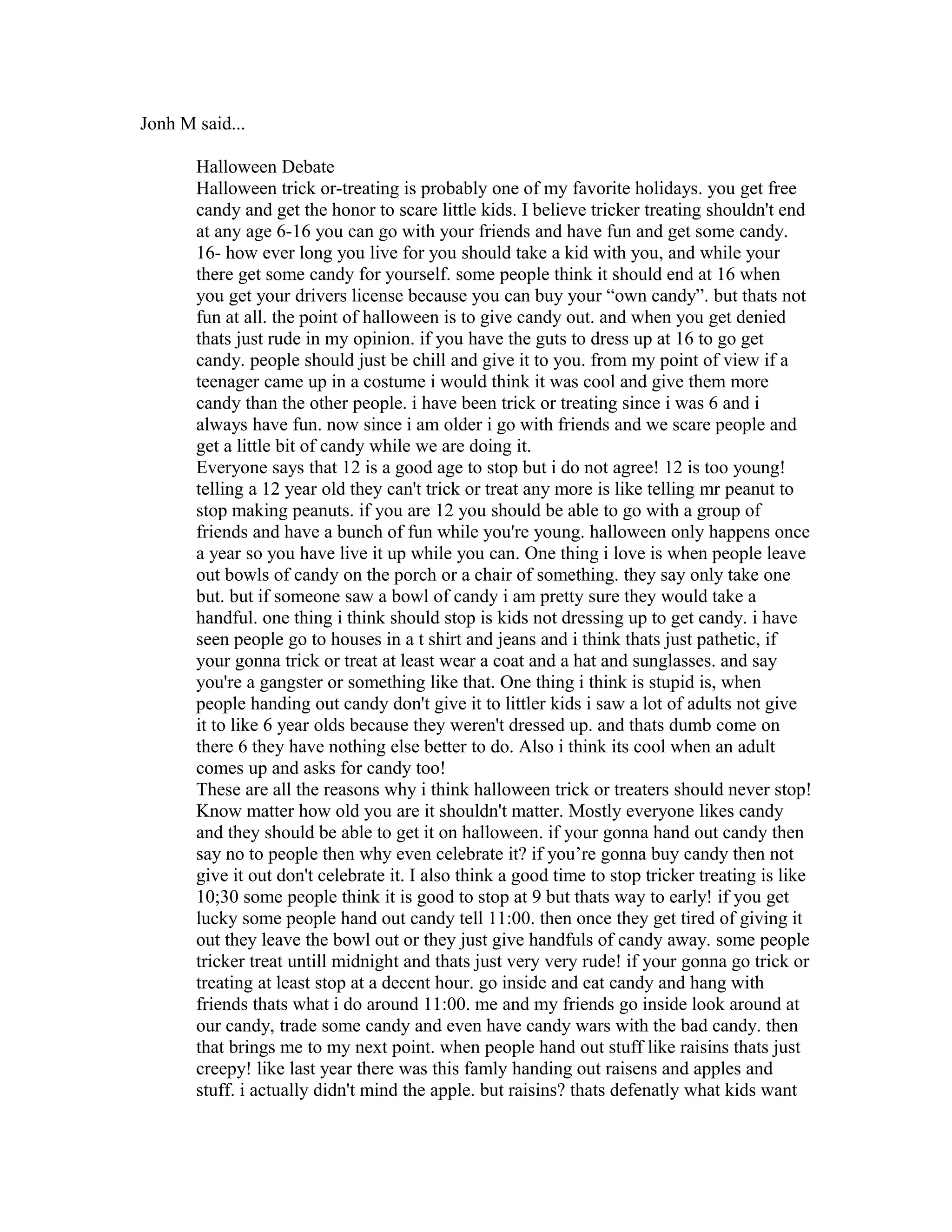 Halloween debate argument against | PDF