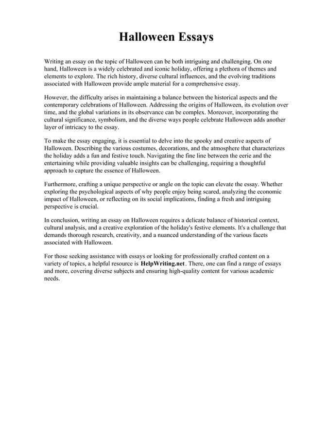 Halloween Essays. American College of Education | PDF