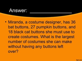 Halloween gcf and lcm | PPT