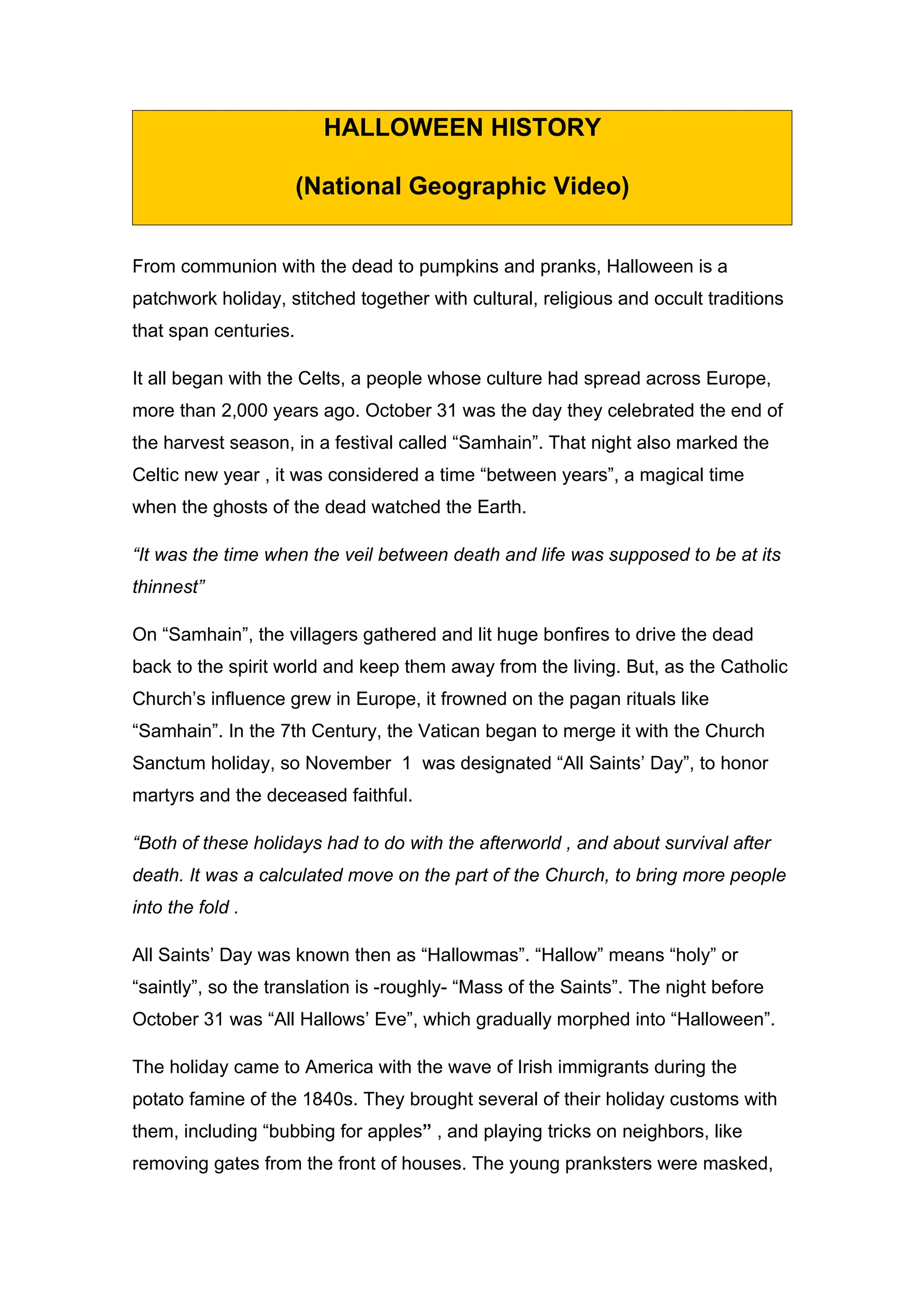 Halloween History | PDF