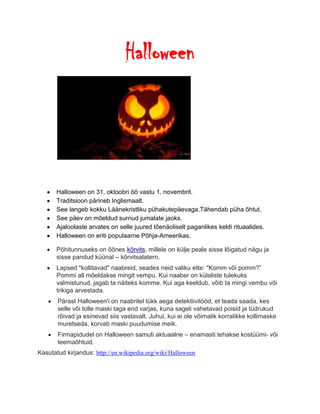 Halloween piiajaveroonika | DOCX