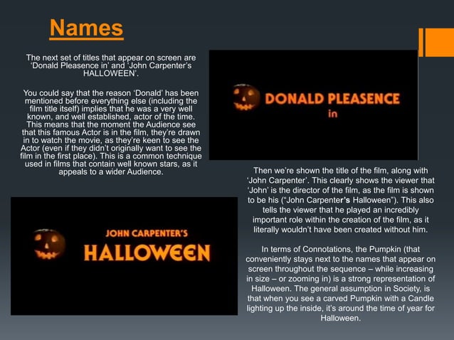 "Halloween" Opening Title Sequence Deconstruction | PPT