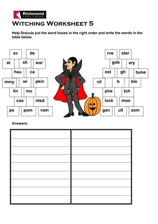 Halloween secondary worksheet | PDF