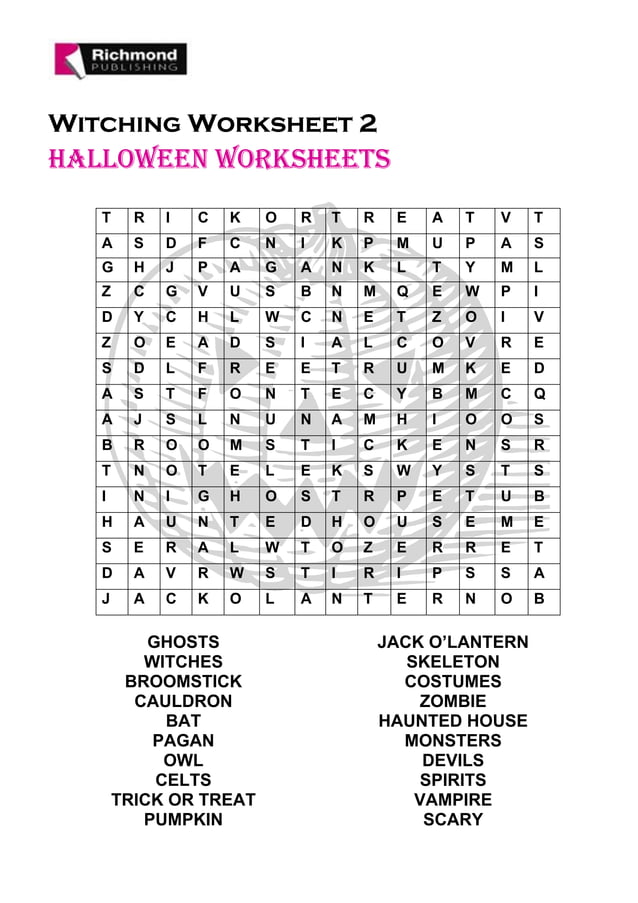 Halloween secondary worksheet | PDF