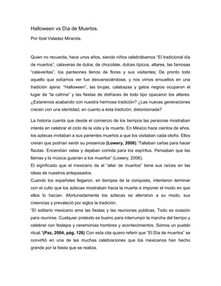 Halloween vs día de muertos | DOCX