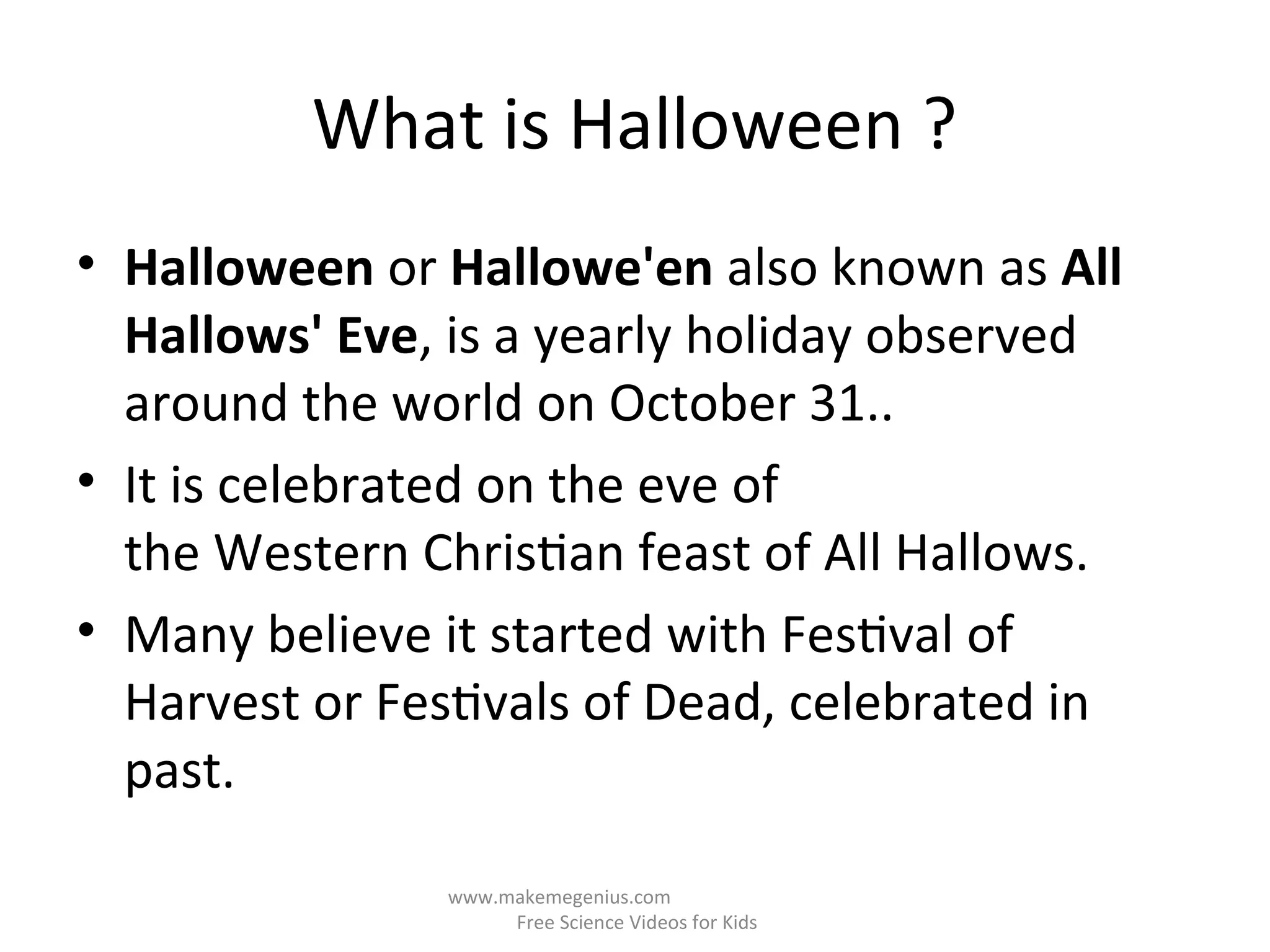 Halloween general knowledge for sample study | PPT