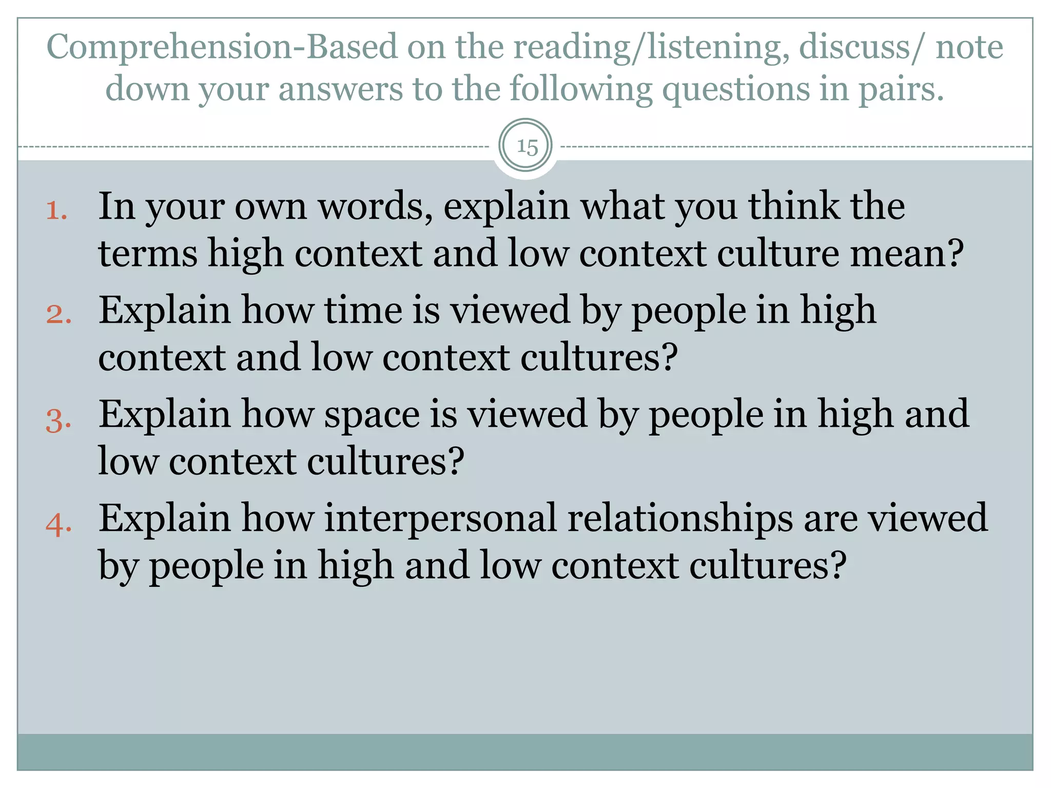 Hall’s classification of cultures | PPTX