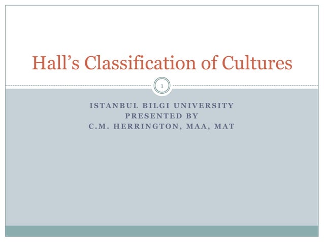 Hall’s classification of cultures | PPTX