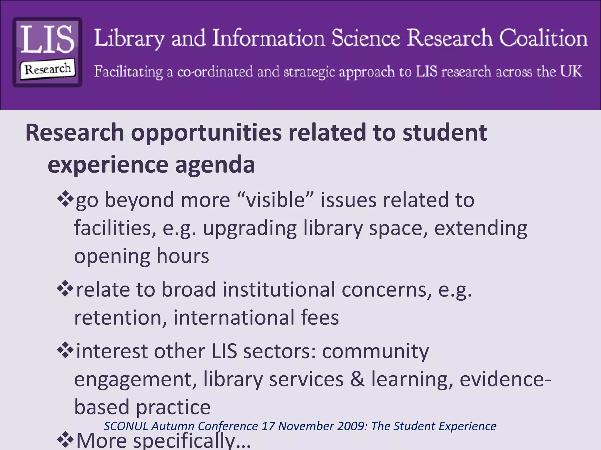Student experience: LIS research perspective | PPTX