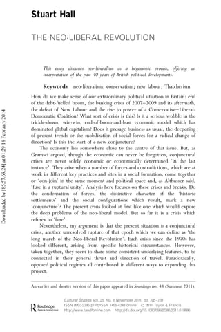 Hall, The neoliberal revolution | PDF