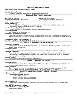 MATERIAL SAFETY DATA SHEET FOR HALON. | PDF