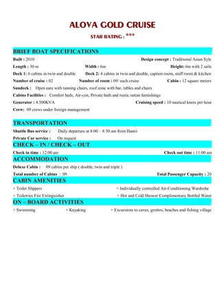 Halong bay on alova gold cruise 2days 1night | PDF | Cruises | Travel Type