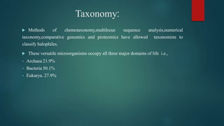 Halophiles their systemm and applications | PPTX | Geography | Science