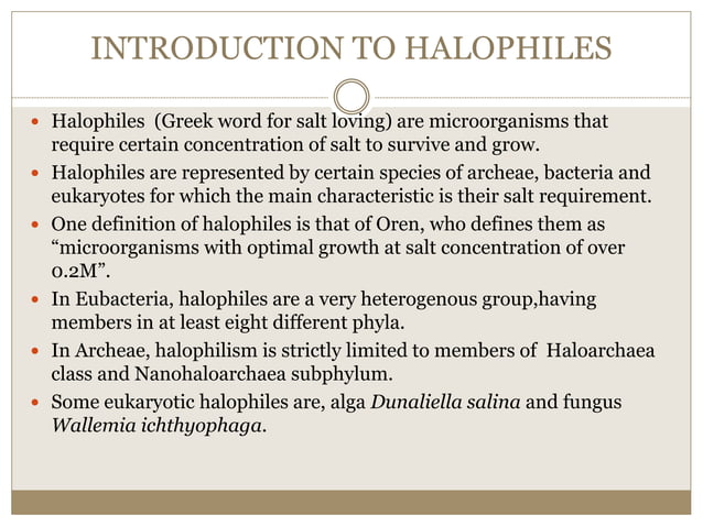 Halophile sfinal.pptx | Biological Sciences | Science