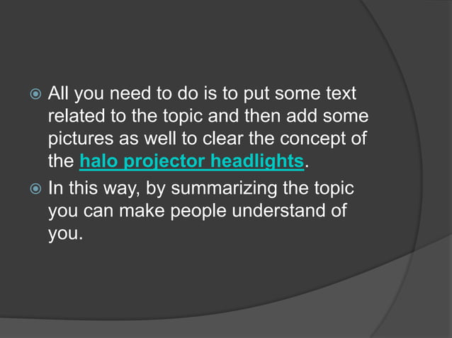Halo projector headlights | PPTX