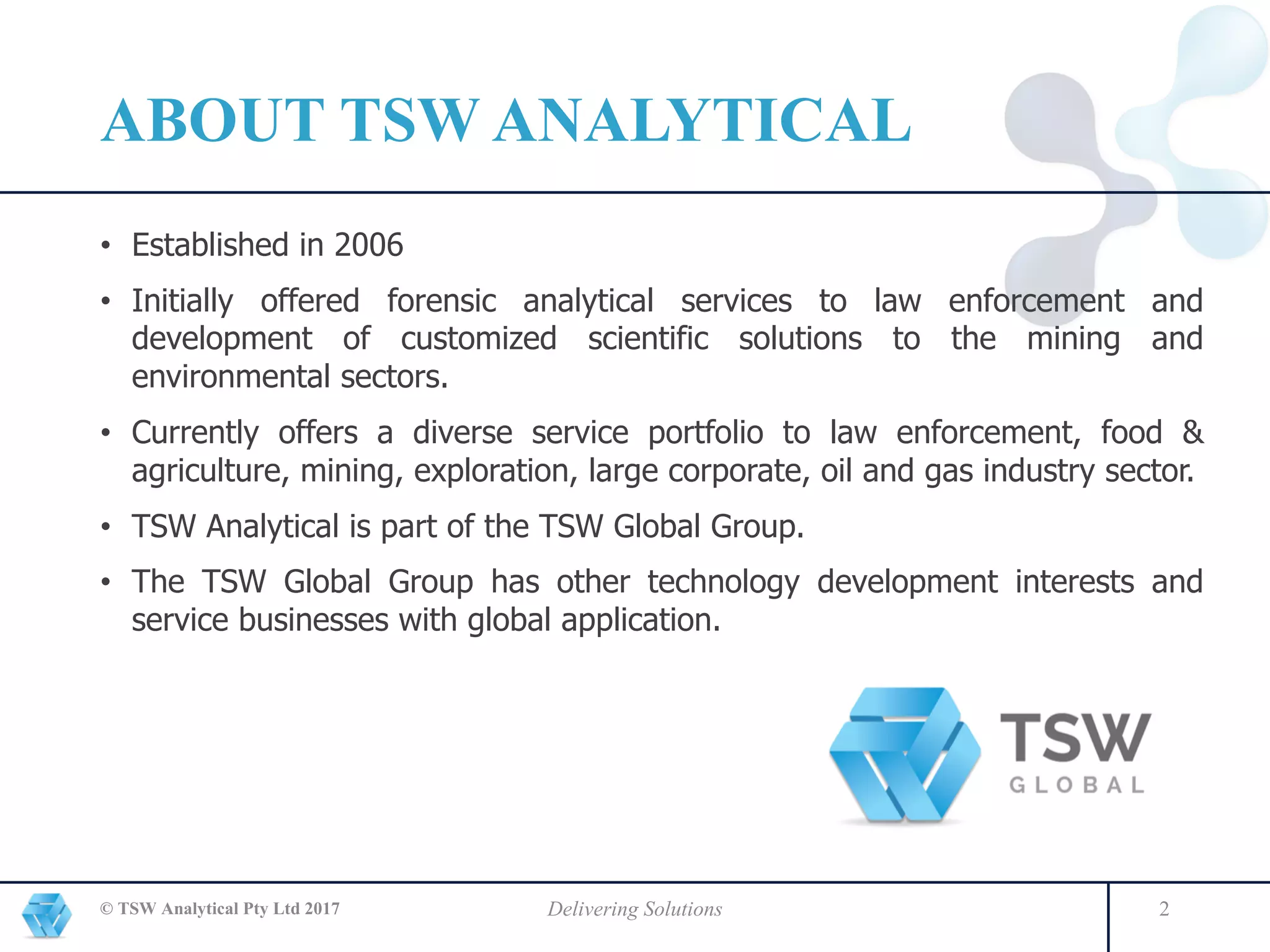 TSW Analytical: HALO Service - A NEW BETTER WAY IN GEOCHEMICAL EXPLORATION | PPT