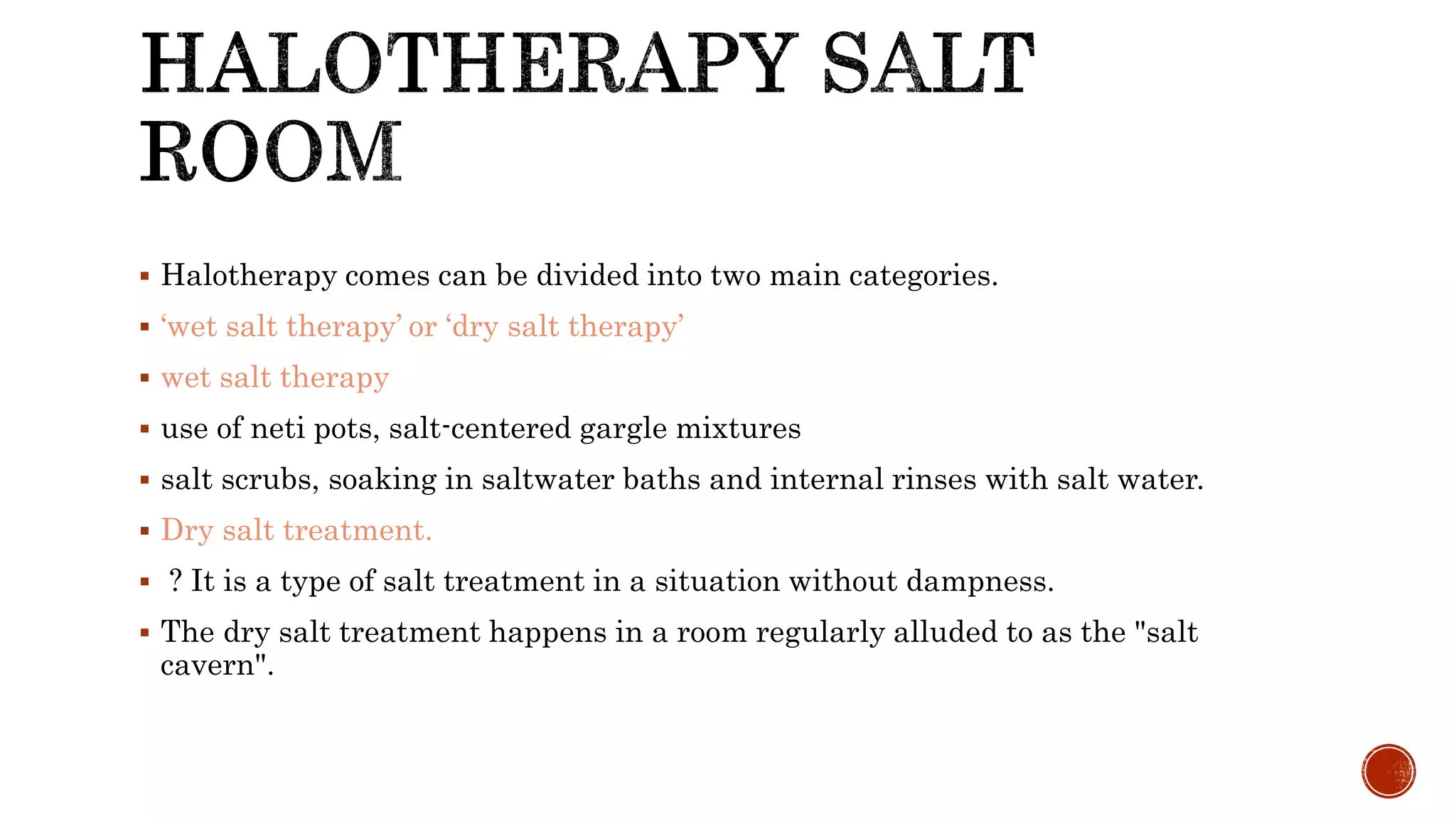 Halotherapy salt room | PPTX