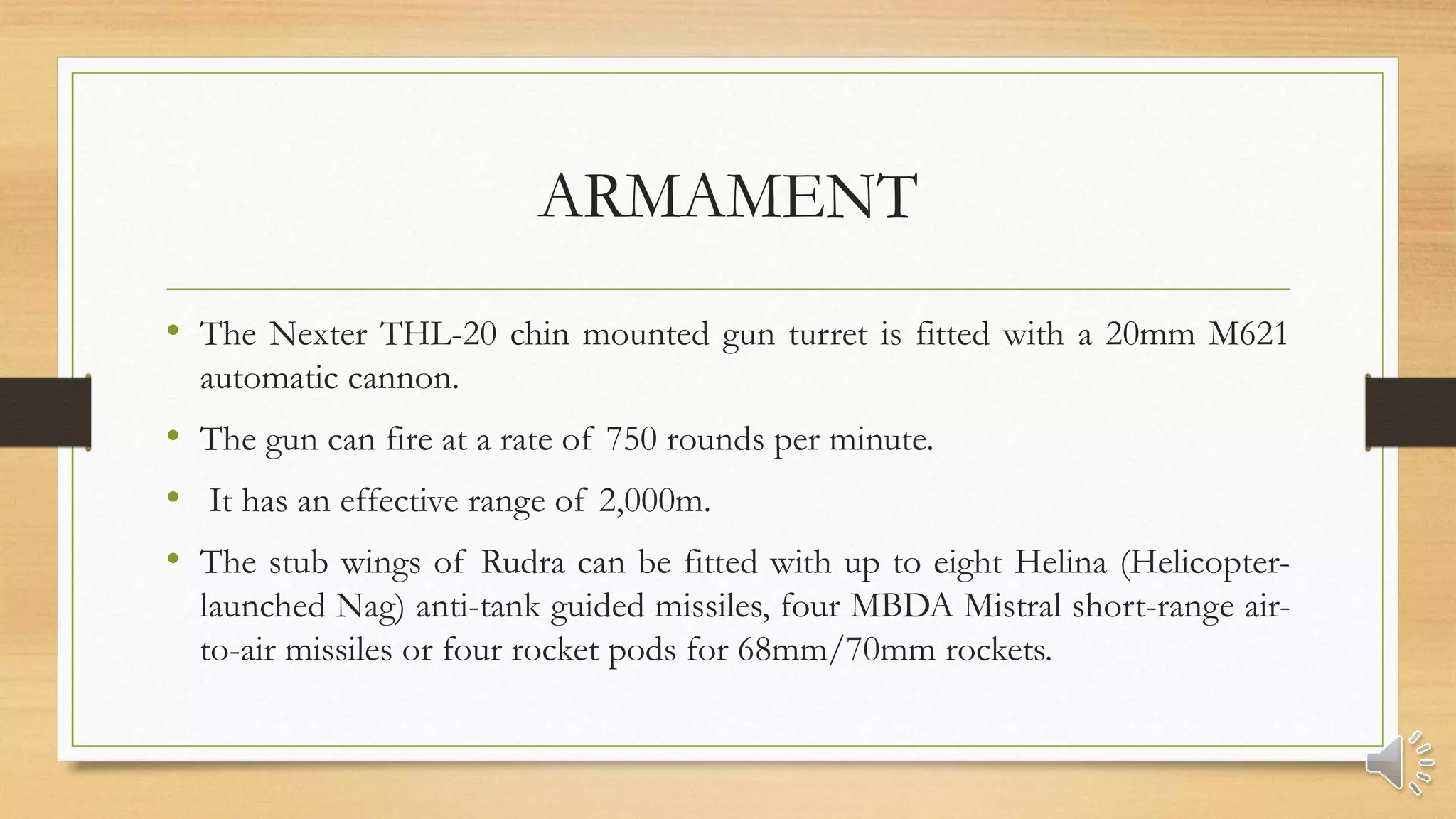 Hal rudra (alh wsi) attack helicopter, india | PPTX
