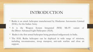 Hal rudra (alh wsi) attack helicopter, india | PPTX
