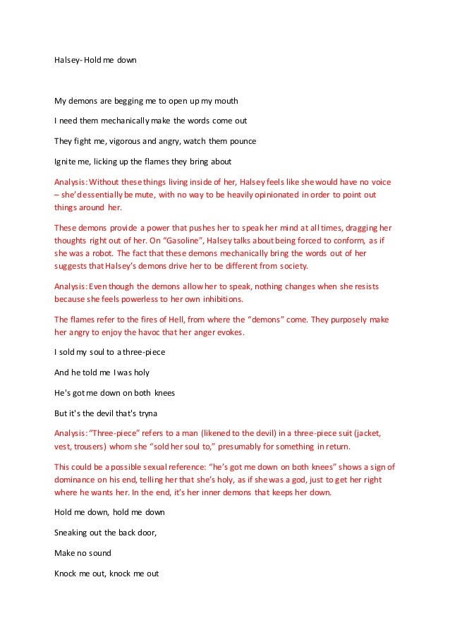 Halsey Hold Me Down Lyrics