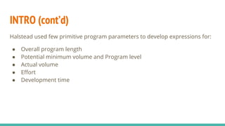 Halstead's software science - ananalytical technique | PDF