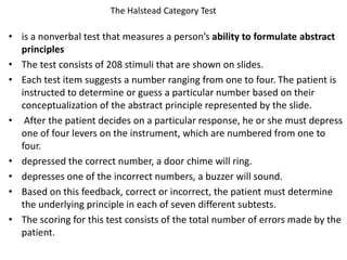 Halstead Reitan & Luria-Nebraska battery | PPTX