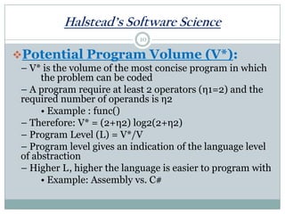 Halsted’s Software Science-An analytical technique | PPTX