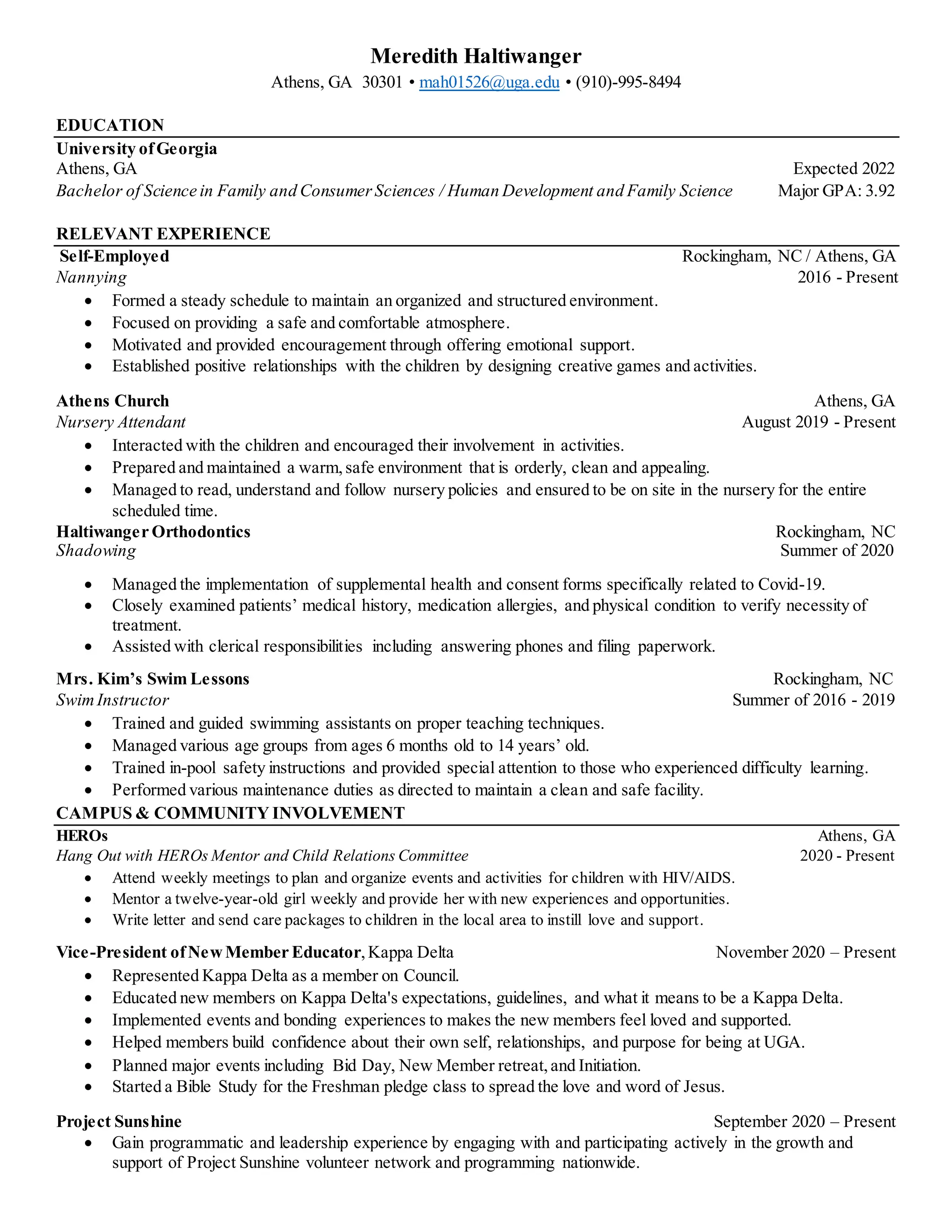 Resume, Meredith Haltiwanger | DOCX