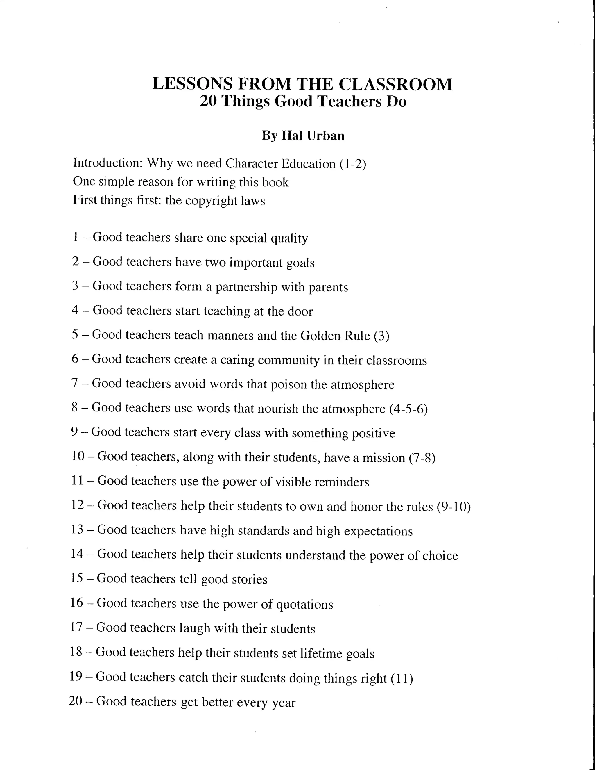 Hal urban lessons from the classroom | PDF