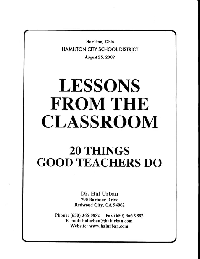 Hal urban lessons from the classroom | PDF