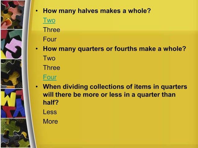 Halves and quarters | PPTX