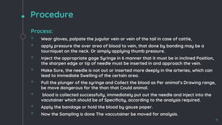 Collection Of blood, sites Of blood collection in different animals | PPTX