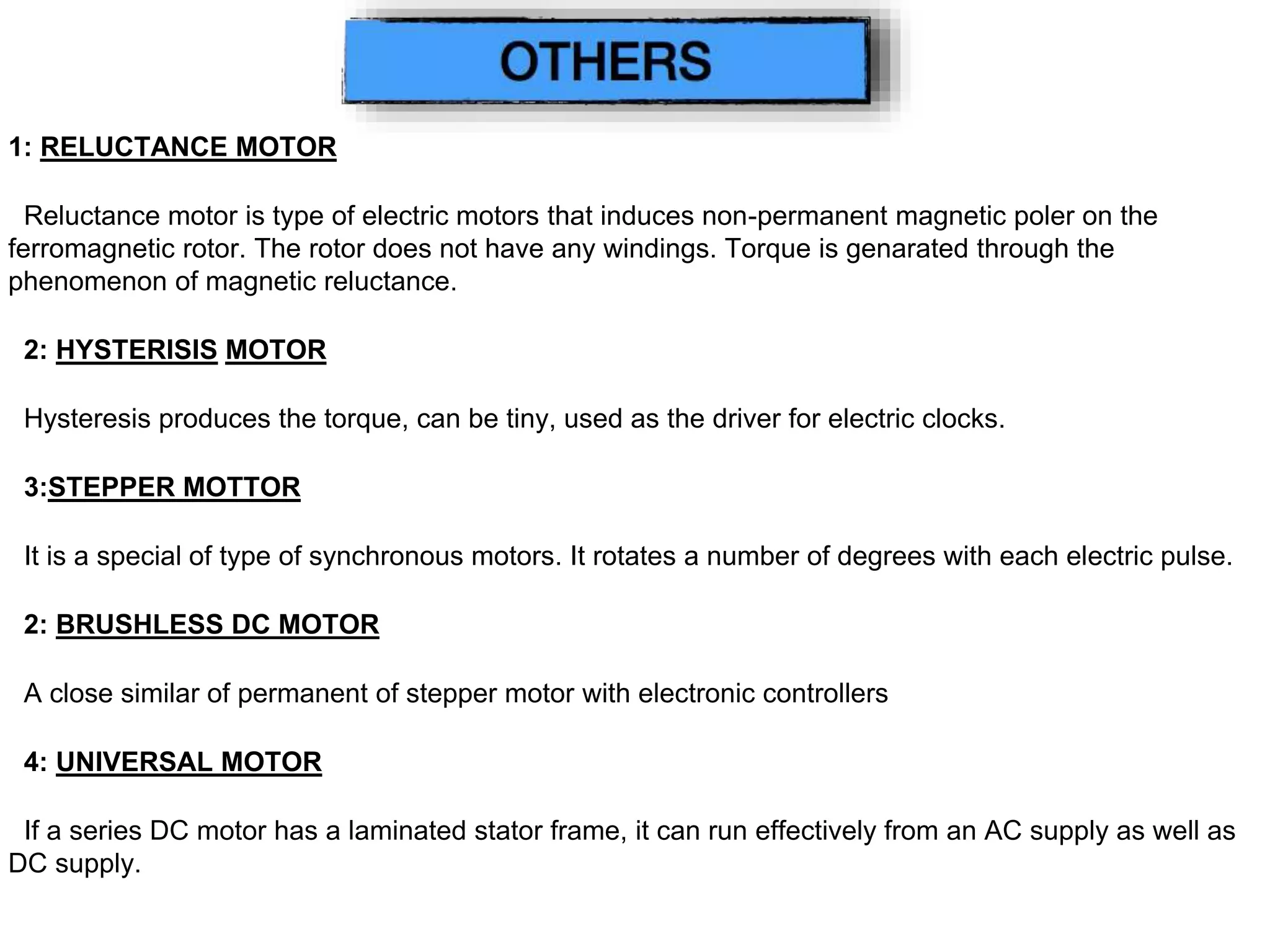 types of motors ppt | PPTX
