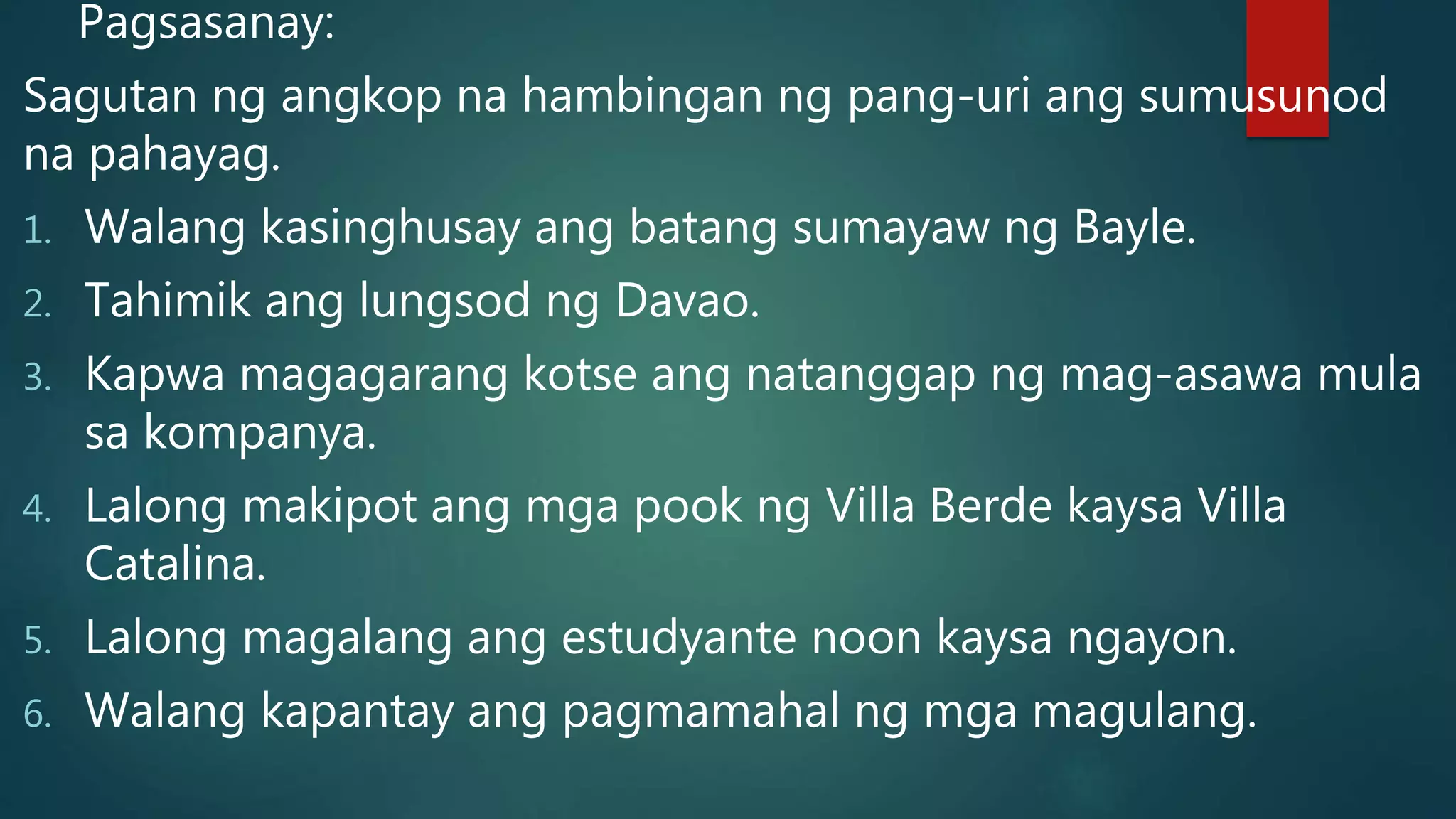 Hambingan ng pang uri | PPTX