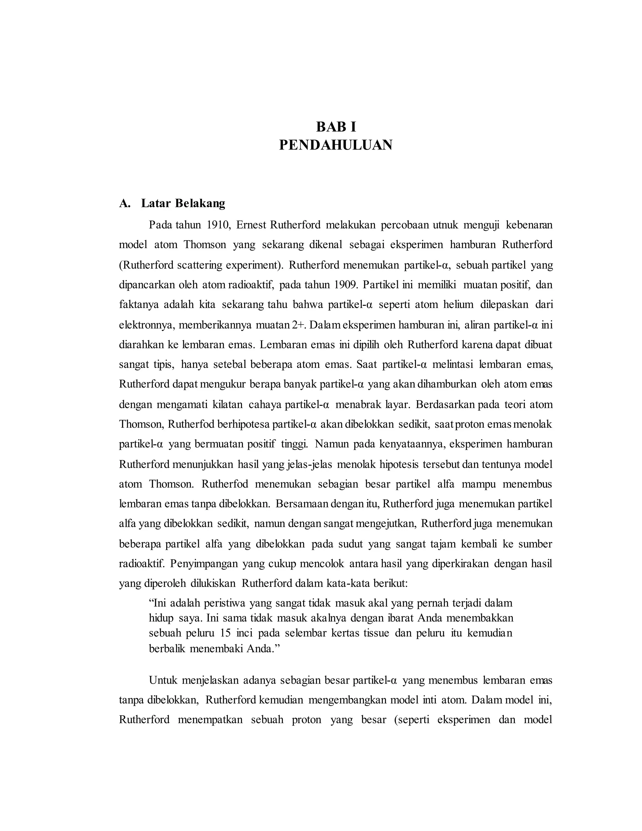 Hamburan partikel alfa rutherford | DOCX