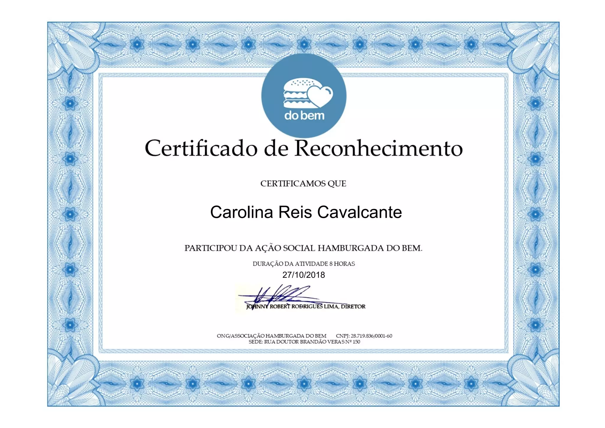 Certificado Hamburgada do Bem | PPT
