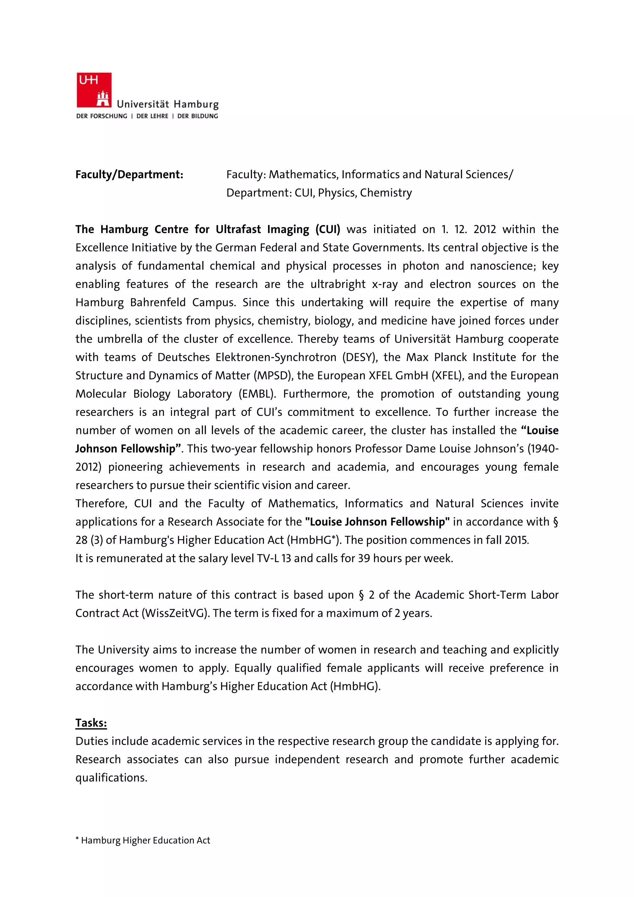 Hamburg female researcher position | PDF