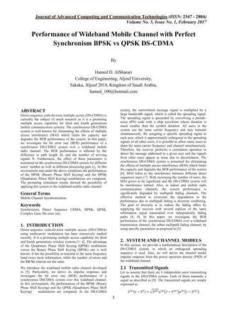 Performance of Wideband Mobile Channel with Perfect Synchronism BPSK vs QPSK DS-CDMA | PDF
