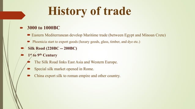 Evolution of trade