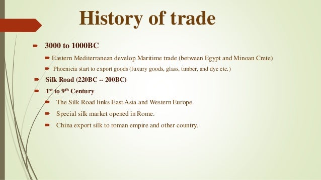 Evolution of trade