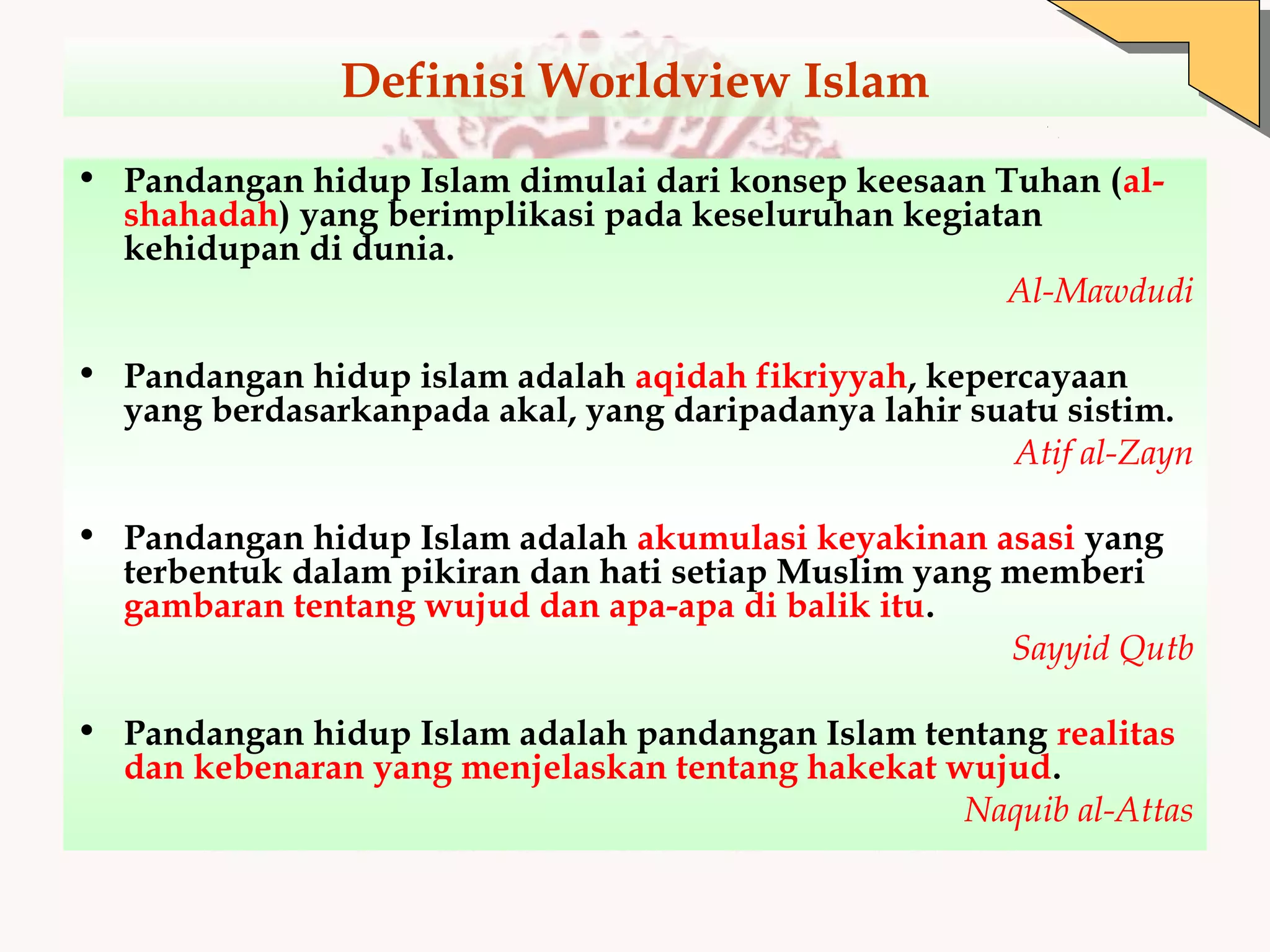 Hamid Worldview Sebagai Asas Islamisasi | PPT