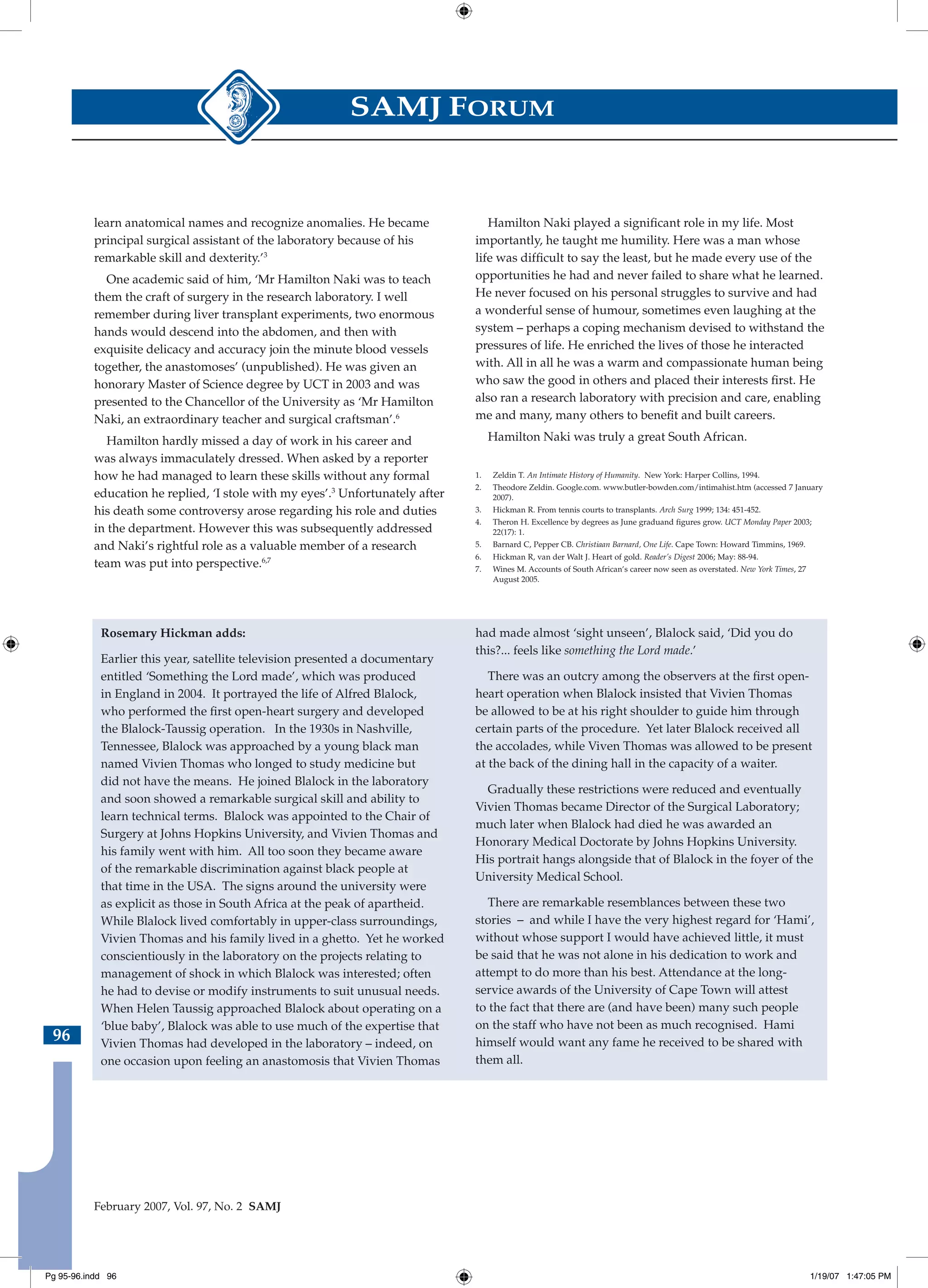 Hamilton Naki – a surgical sherpa | PDF | Heart and Cardiovascular ...